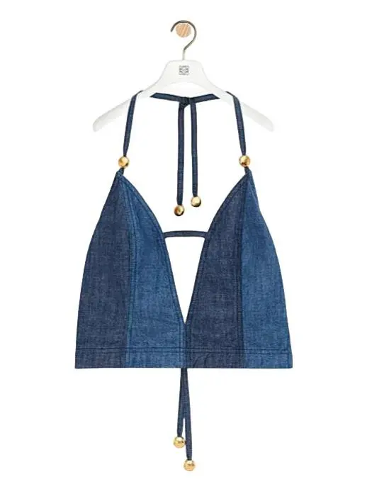 Loewe Strappy Denim Halter Top - Blue