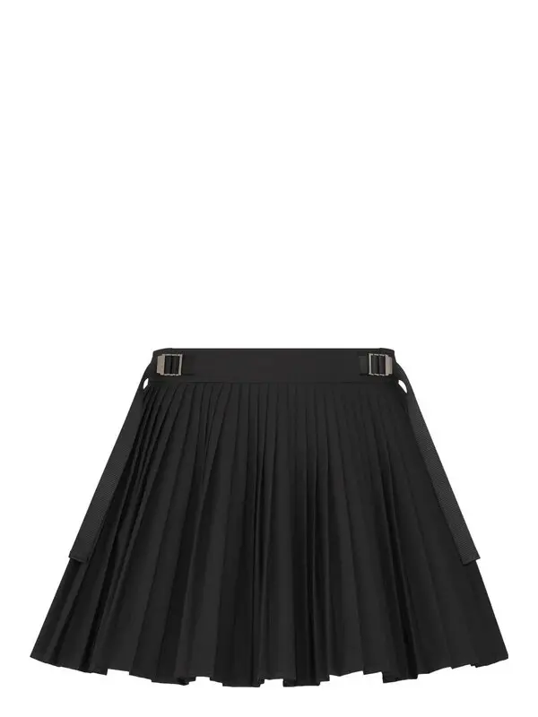 Dior Pleated Mini Skirt With Buckle Belt - Black