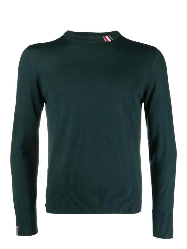 Thom Browne Rwb Stripe Detailed Crewneck Jumper - Green