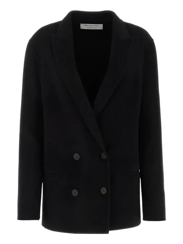 Philosophy Di Lorenzo Serafini Felted Double Breasted Blazer - Black
