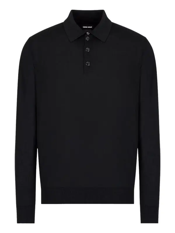 Giorgio Armani Long-sleeve Polo Shirt - Black
