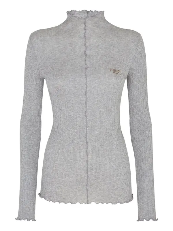 Fendi Jersey Mock Neck Top - Light Blue