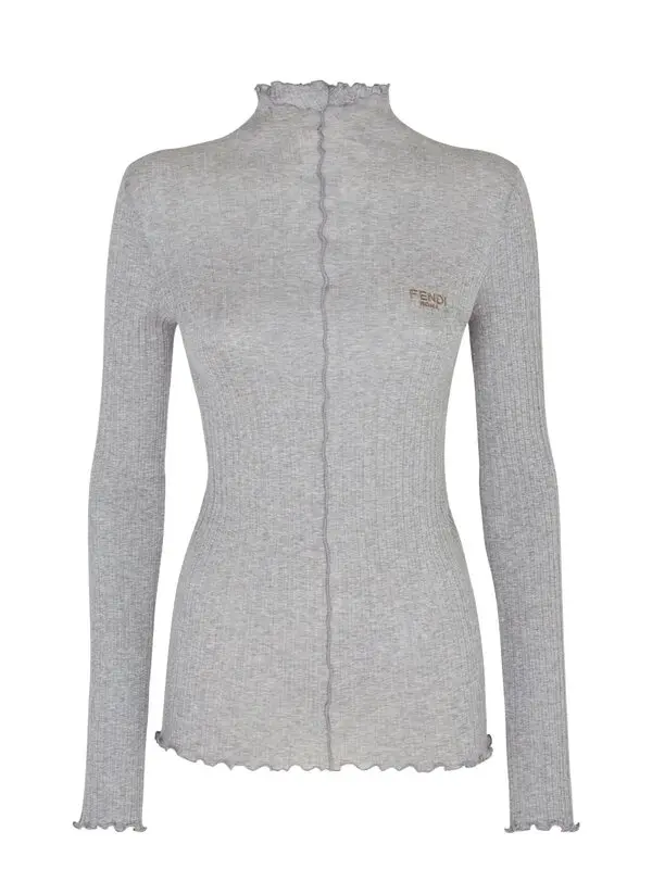 Fendi Mock Neck Knitted Jumper - Light Blue