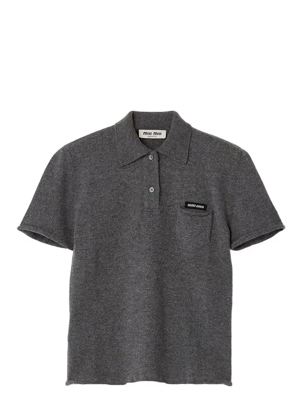 Miu Miu Cashmere Short Sleeve Polo Shirt - Slate Grey