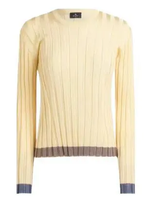Etro Ribbed Crew Neck Long Sleeve Sweater - Nude