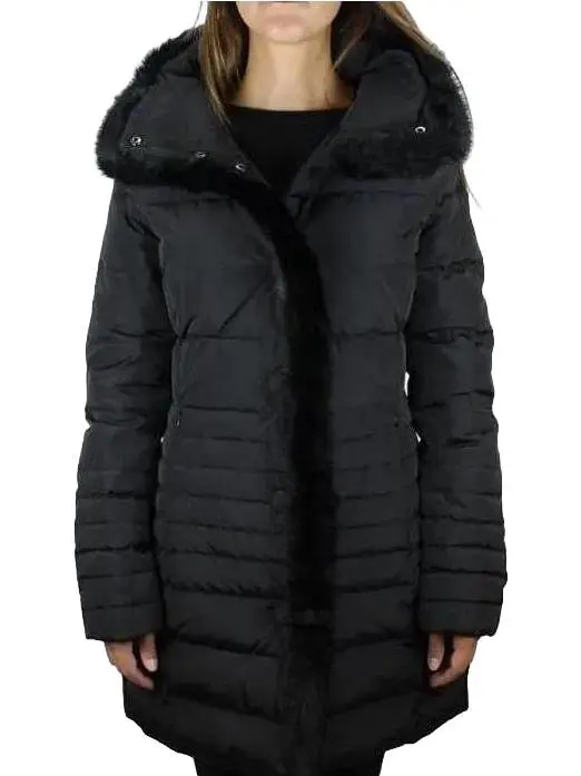 Emporio Armani Down Jacket With Hairy Collar - Black