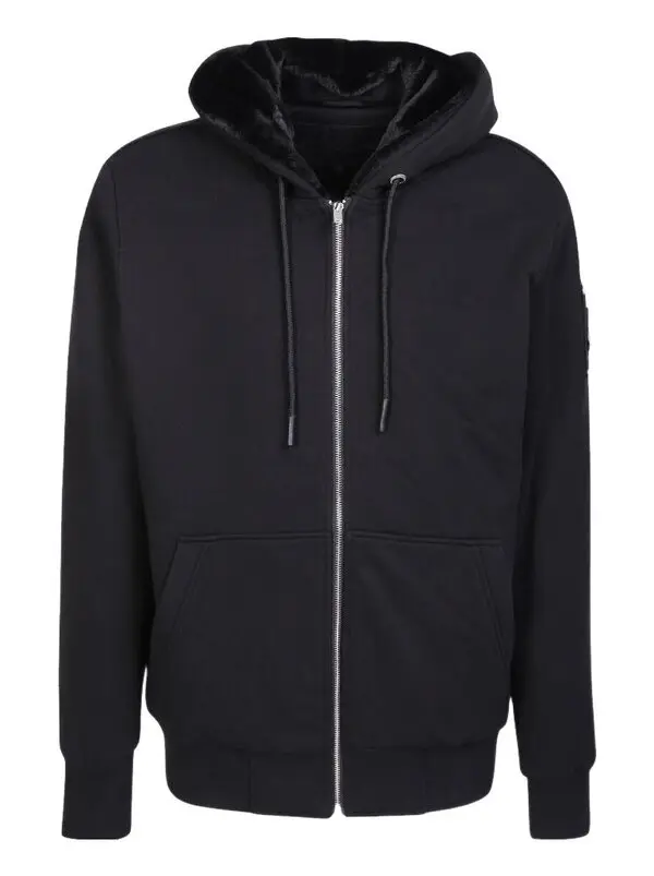 Moose Knuckles Logo-plaque Drawstring Zip-up Hoodie - Black
