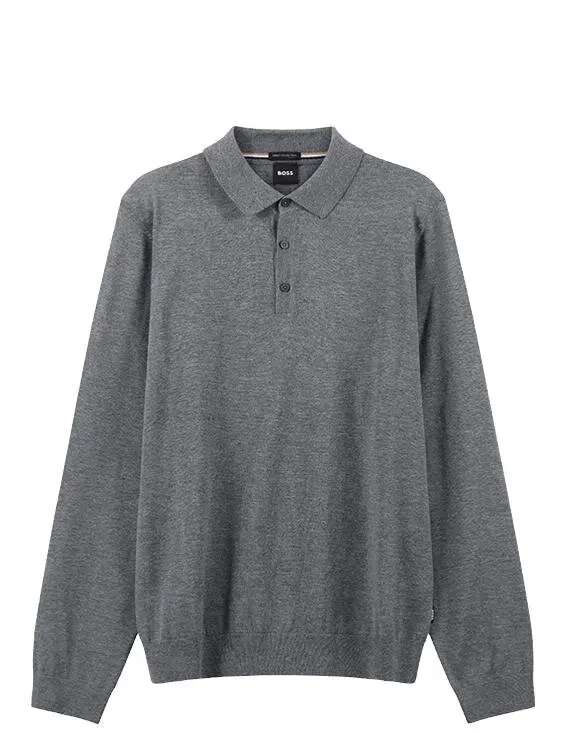 Hugo Boss Lancione Virgin Wool Polo Shirt - Gray
