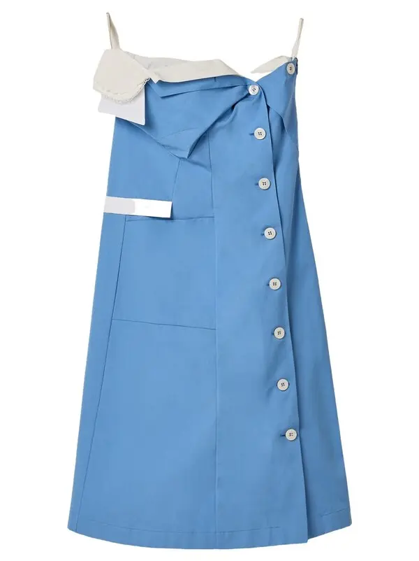 Miu Miu Sleeveless Poplin Dress With Front Buttons - Sapphire Blue
