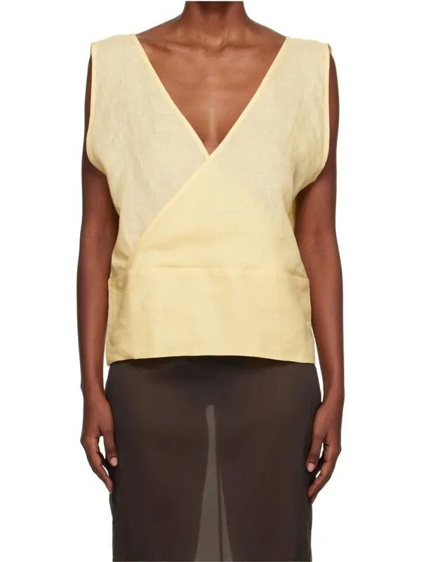 BASERANGE Wrap Top With V-neck And Open Back - Nude