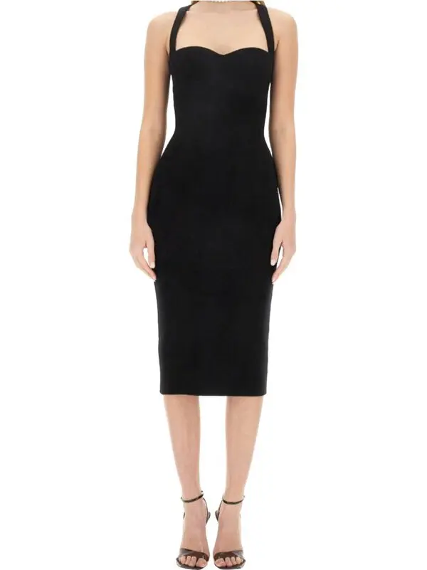 Philosophy Di Lorenzo Serafini Sleeveless Wide Strap Midi Dress - Black