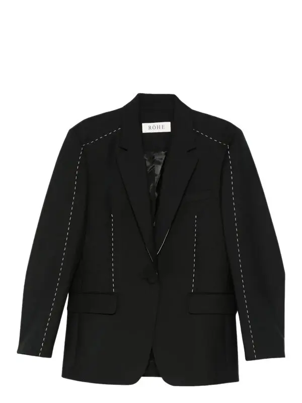 RÓHE Contrast-stitching Single-breasted Blazer - Black