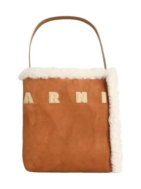 Marni Logo Appliqué Top Handle Bag - Brown