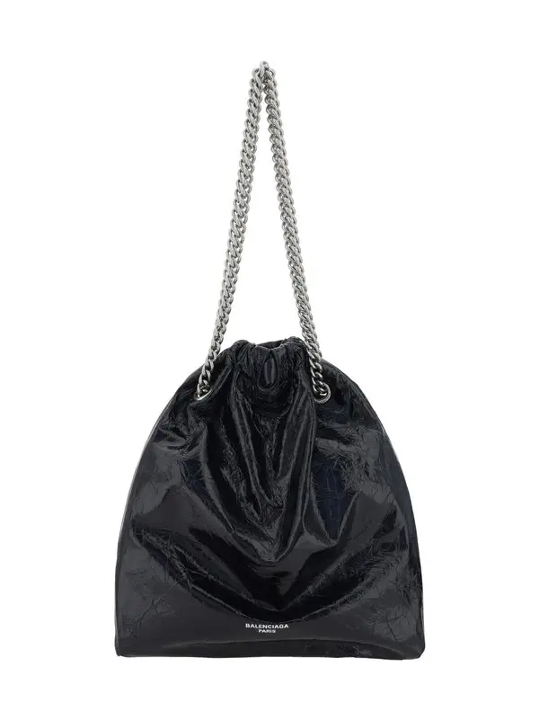 Balenciaga Crush Medium Tote Bag With Chain Strap - Black