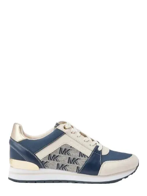 Michael Kors Billie Monogram Jacquard Leather Sneakers - Navy