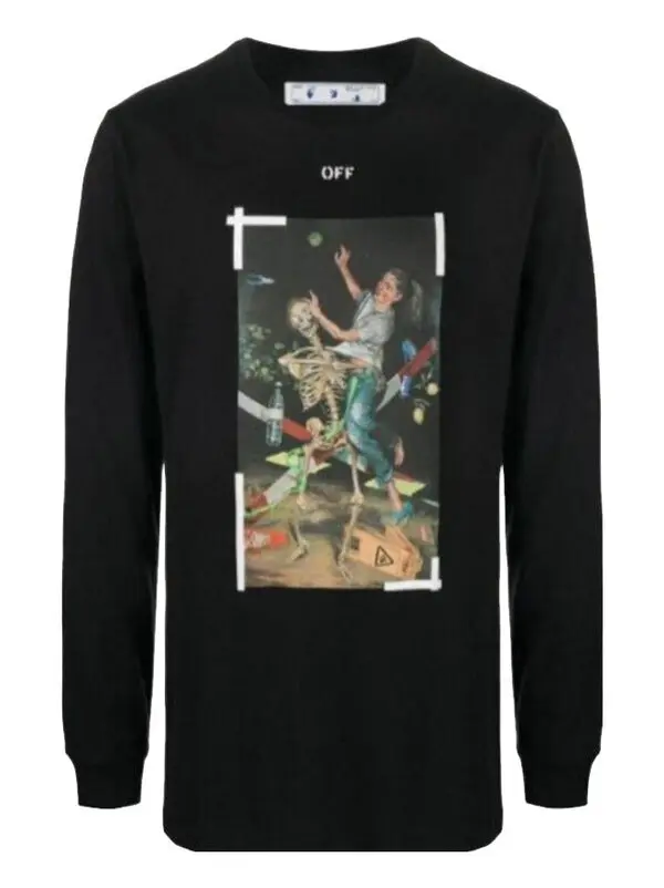 Off-White Pascal Long-sleeved Printed T-shirt - Black