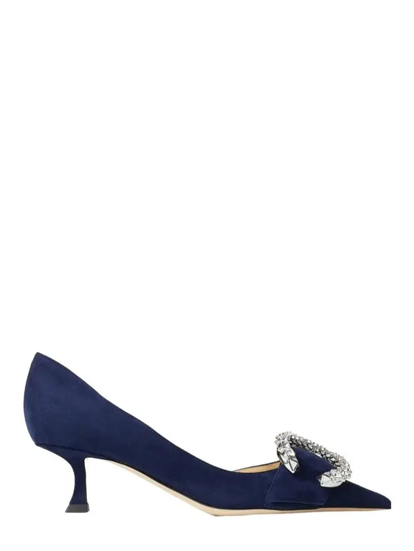 JIMMY CHOO Melva D'orsay Pointed Heels With Crystal Buckles - Black