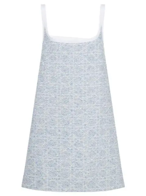 Dior Short Flared Dress - Sky Blue And White