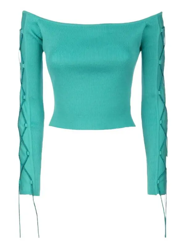 Giuseppe Di Morabito Off-shoulder Lace-up Top - Green