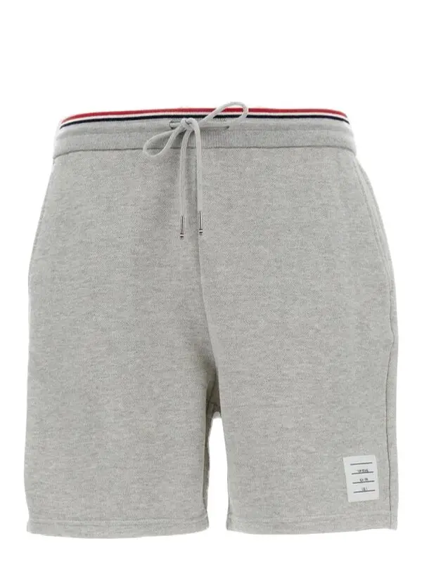 Thom Browne Drawstring Shorts With Signature Striping - Grey