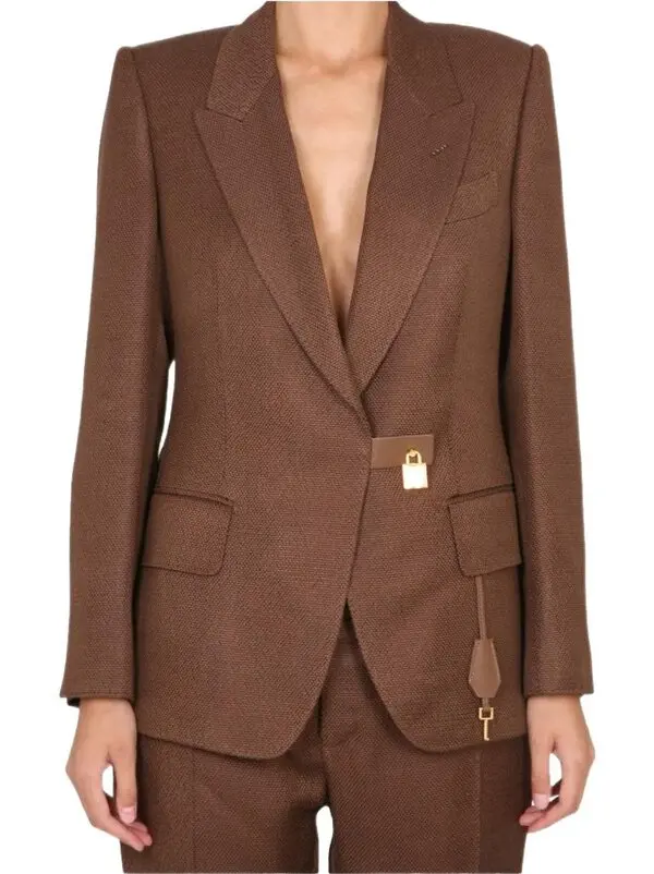 TOM FORD Padlock Single-breasted Blazer - Brown