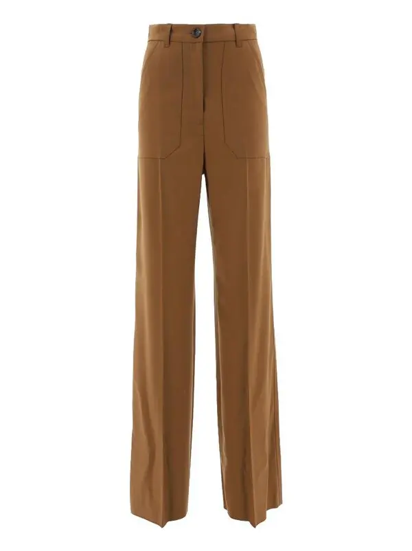 Max Mara Tailored Wide-leg Trousers With Monogram Detail - Brown