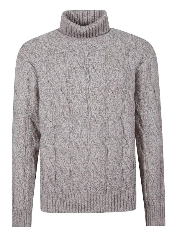 Eleventy Turtleneck Sweater With Ribbed Cuffs And Hem - Gray