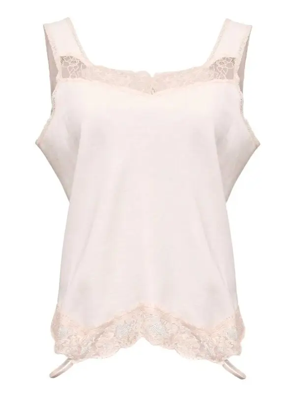 MAISON MARGIELA Lace Trim Slip Top - Light Pink