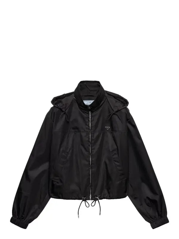 Prada Logo Plaque Hooded Jacket - Black