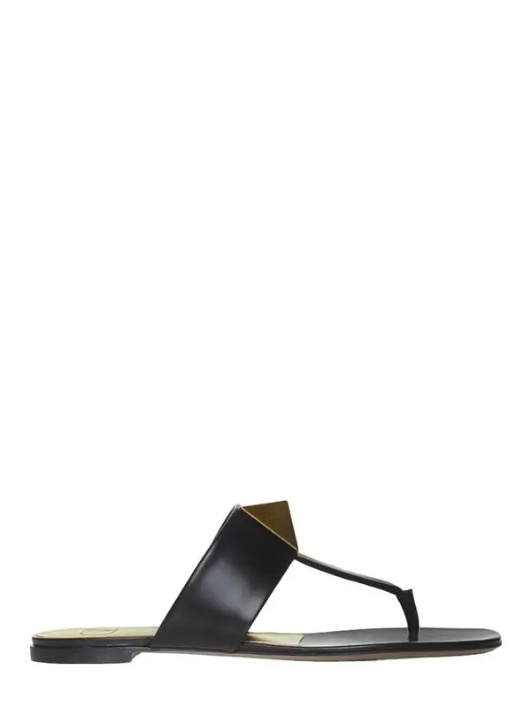 Valentino Garavani Open Toe Flat Sandals With Stud Detailing - Black