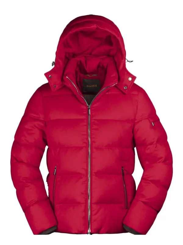 MOORER Down Zip-up Hooded Coat - Red