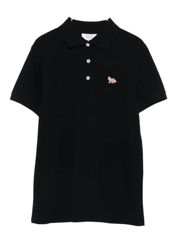 Maison Kitsuné Fox Embroidered Short Sleeve Polo Shirt - Black