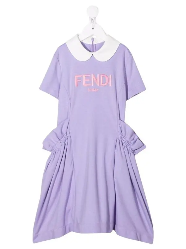 Fendi Embroidered Logo Dress - Purple