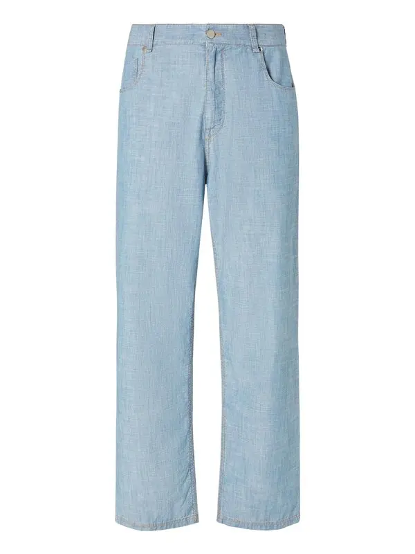 Fendi Straight-leg Jeans With Contrast Stitching - Light Blue