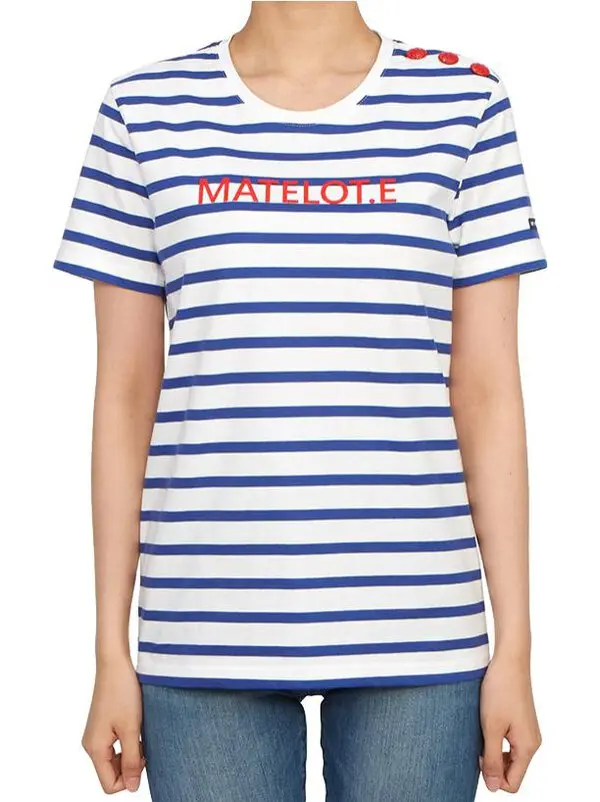 Saint James Striped Short Sleeve T-shirt - White