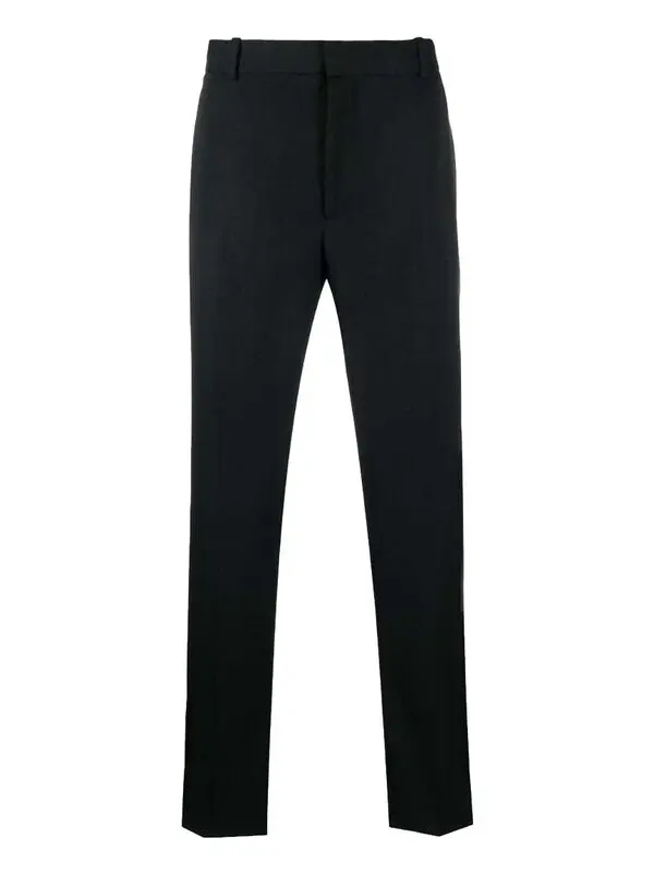 Alexander McQueen Straight-leg Tailored Pants With Satin Trim - Black