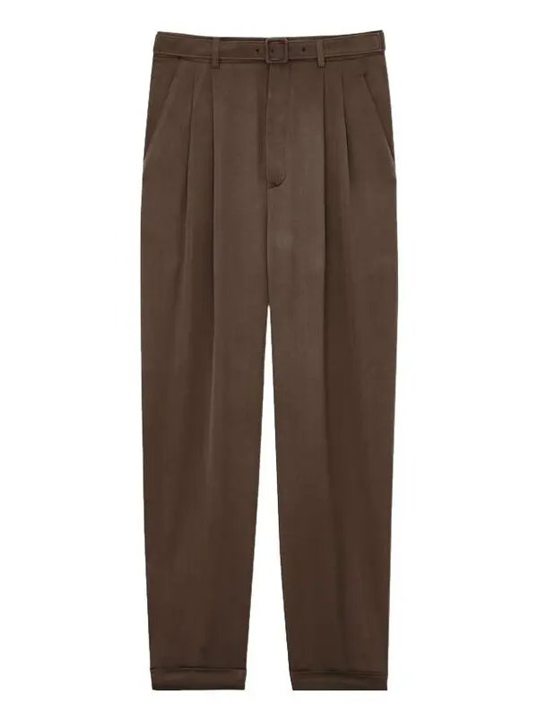 Saint Laurent High Waist Slim Fit Pants - Brown
