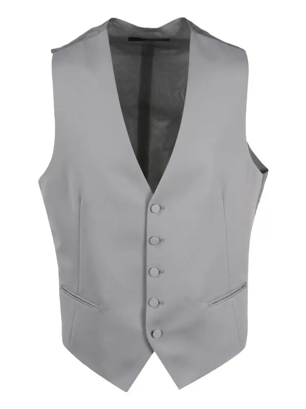 Tagliatore V-neck Buttoned Waistcoat - Gray