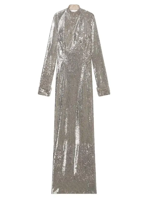 Givenchy Open-back Sequin Gown - Silver
