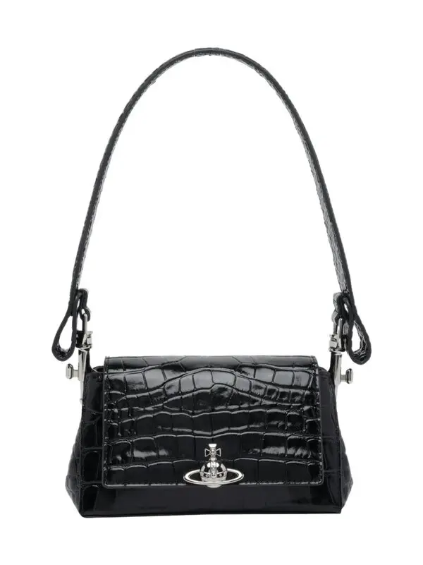 VIVIENNE WESTWOOD Orb Plaque Embossed Small Shoulder Bag - Black