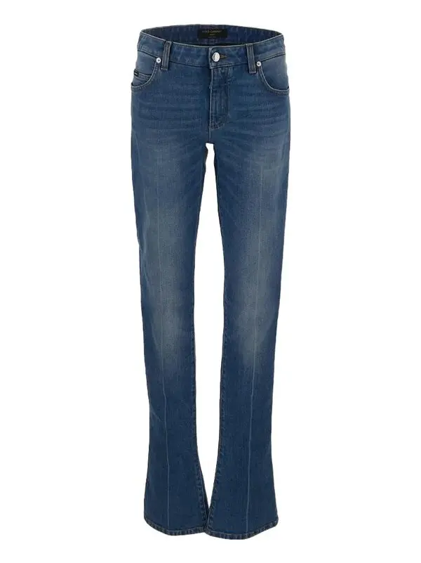 Dolce & Gabbana Logo Plaque Flared Jeans - Blue