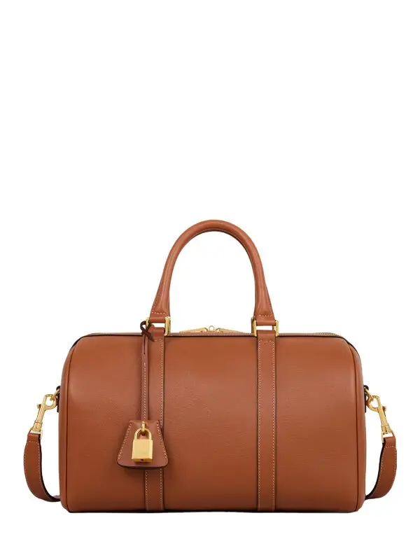 Celine Large Boston Bag In Grained Calfskin - Tan