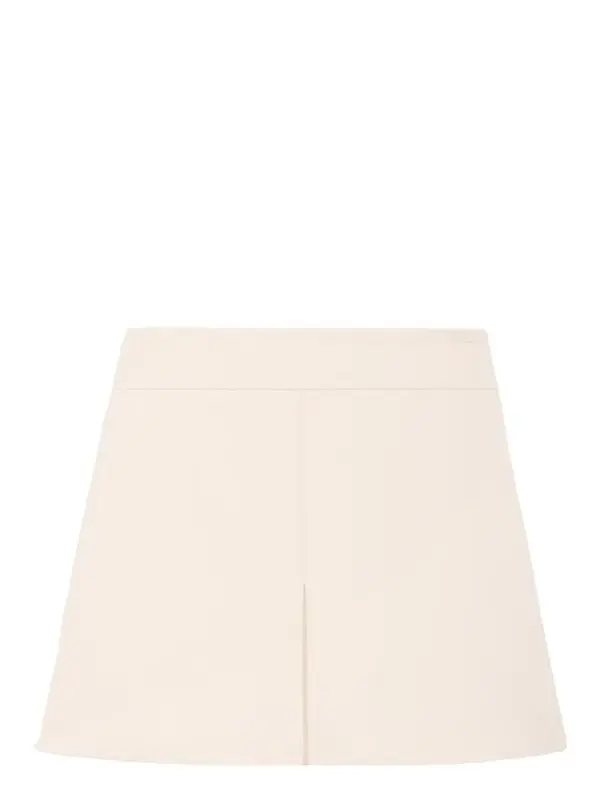 Celine Wool Silk Gabardine Trapeze Mini Skirt - Cream