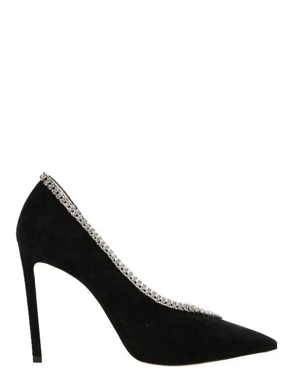 JIMMY CHOO Crystal Embellished Pointed Toe High Heels - Black