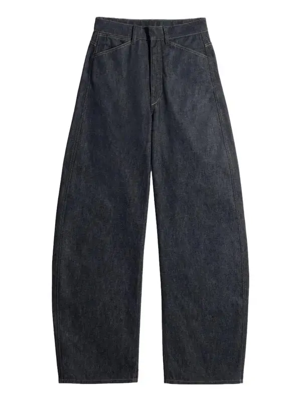 LEMAIRE Wide-leg High-waisted Denim Trousers - Black