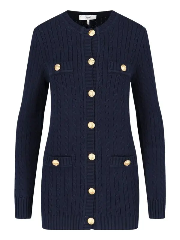 Chloé Buttoned Long Knit Cardigan - Black