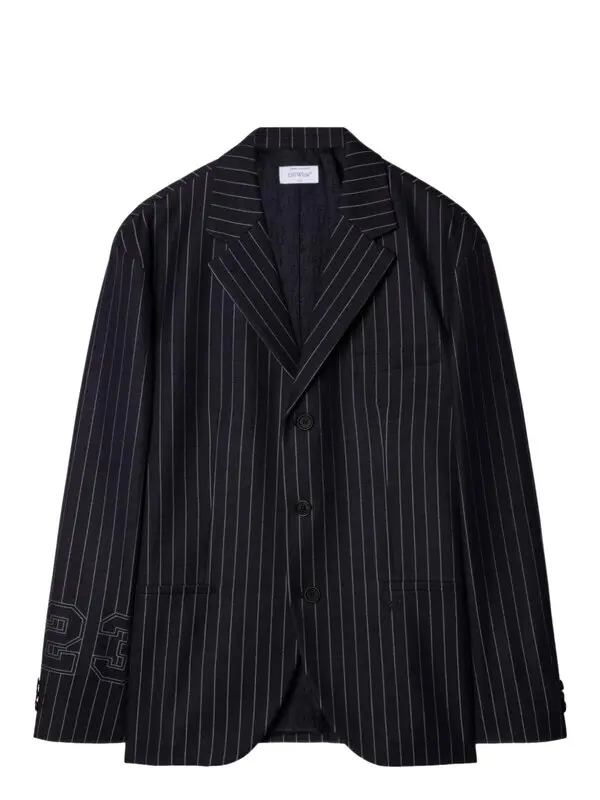 Off-White 23-print Pinstriped Straight Hem Blazer - Black