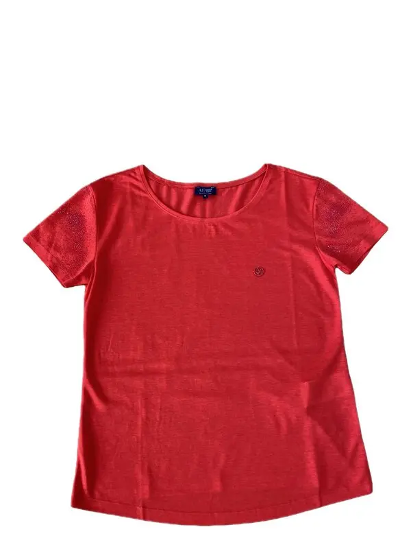Emporio Armani Embellished Short Sleeve T-shirt - Red