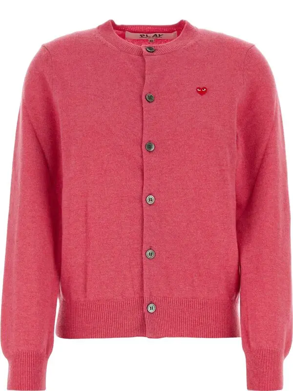 Play Comme Des Garcon Wool Cardigan - Red