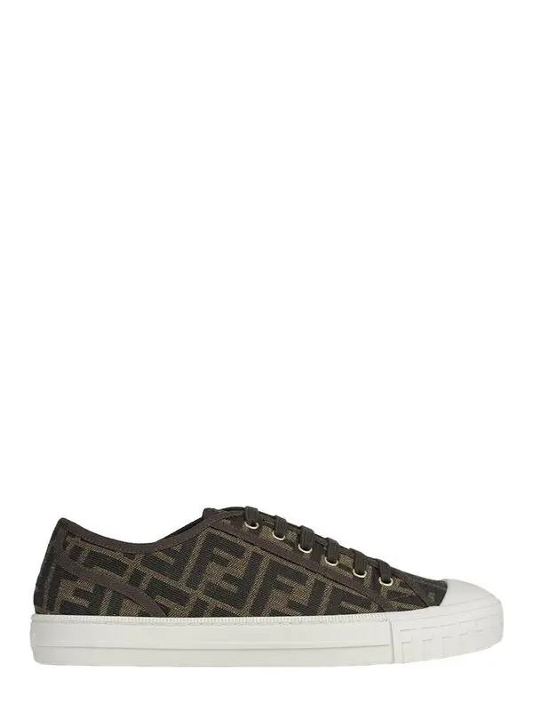 Fendi Ff Motif Jacquard Low-top Sneakers - Brown